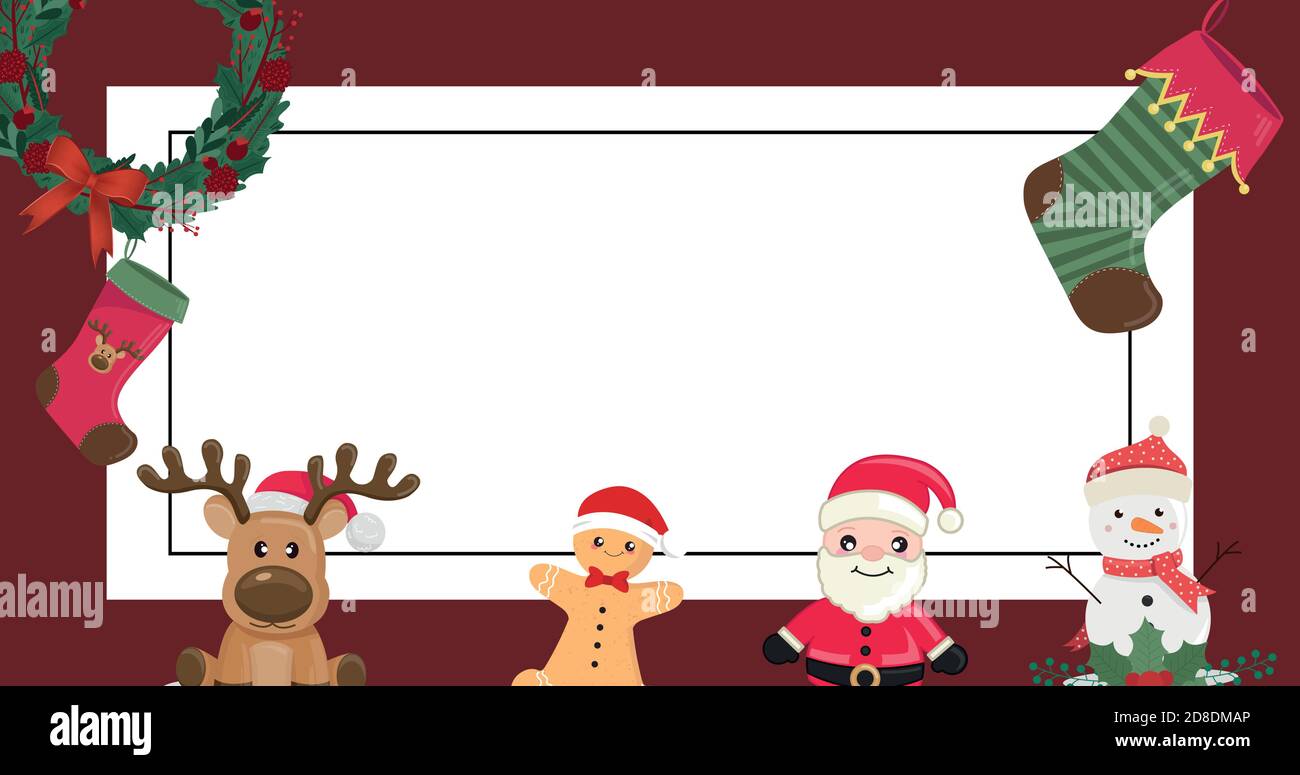 Cute Christmas Frame Vector Stock Vector Image & Art - Alamy