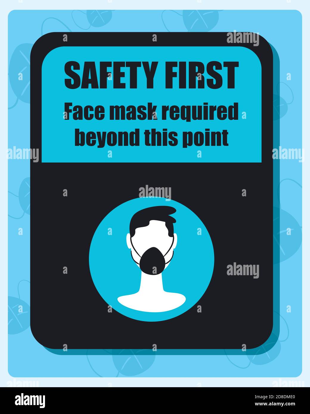 Safety first and man using facemask in road sign design of Covid 19 ...