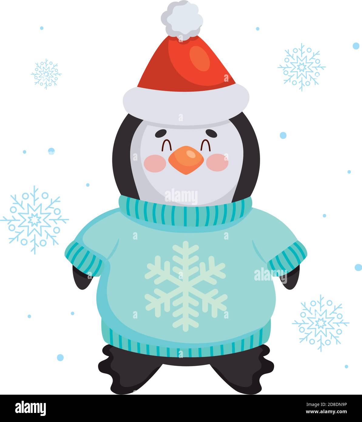 christmas character concept, christmas penguin icon over white ...