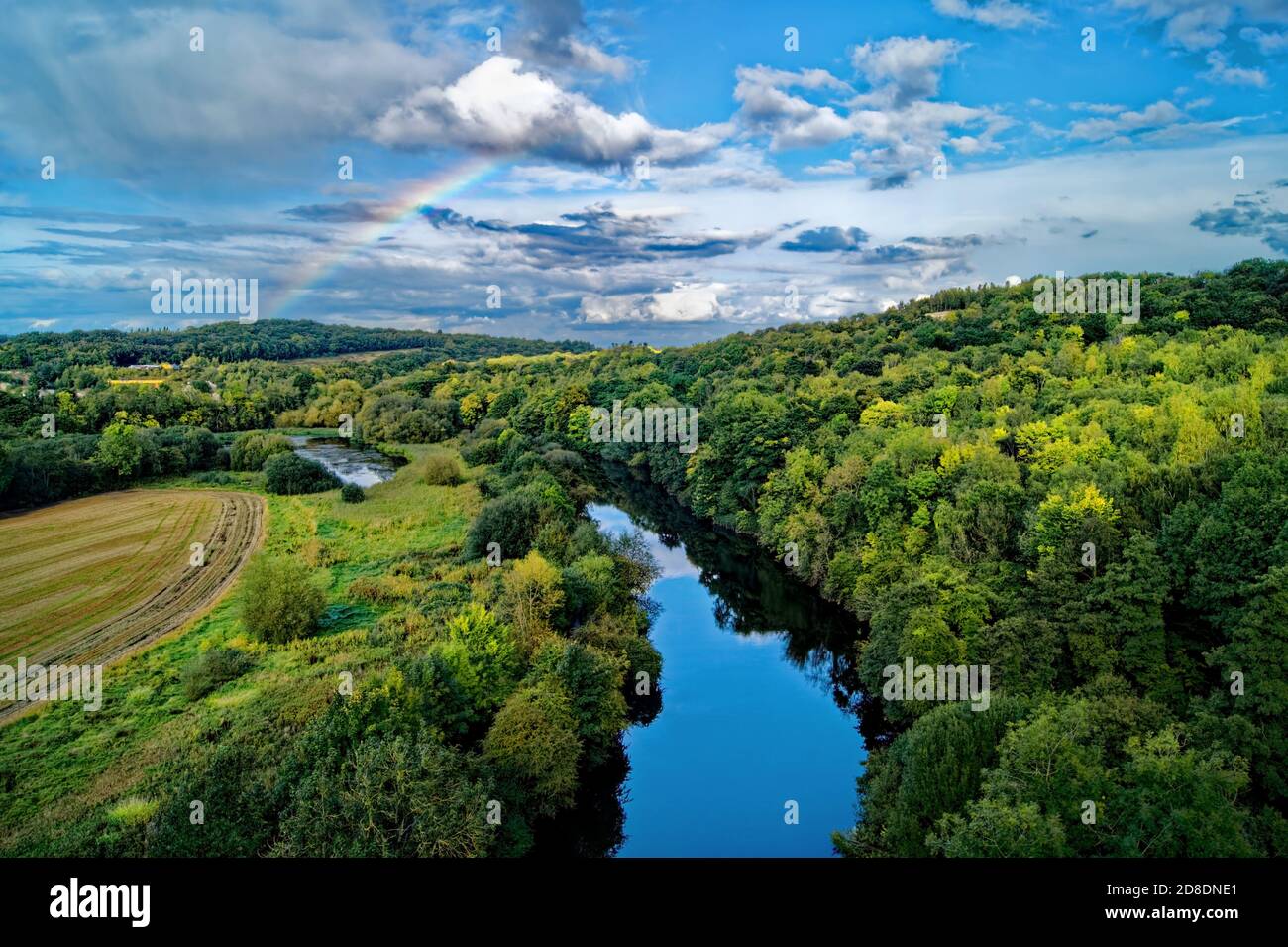 UK,South Yorkshire,Conisbrough,View of the River Don from Conisbrough ...