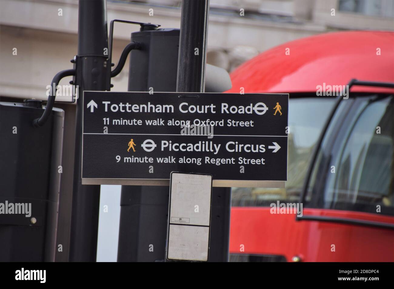 Detail of a Tottenham Court Road and Piccadilly Circus station sign in ...