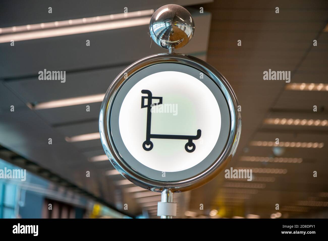 SINGAPORE - FEB 11, 2020: Luggage Trolley Area Plaque and Changi ...