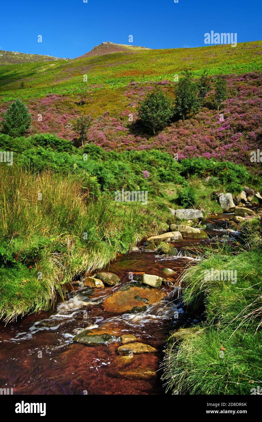 UK,Derbyshire,Peak District,Grindsbrook Clough Waterfalls and Upper Tor ...
