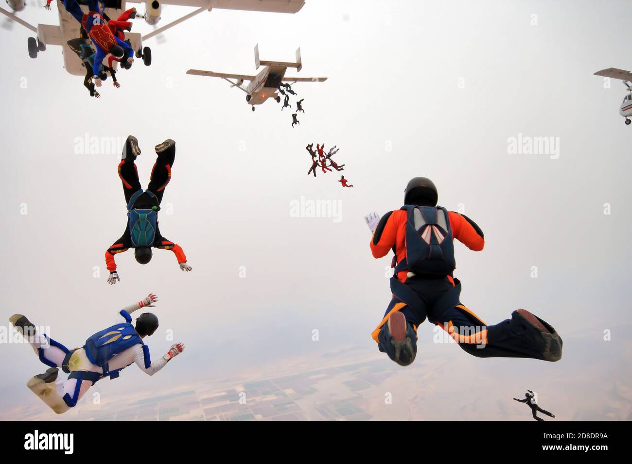 Skydiving team group formation Stock Photo - Alamy