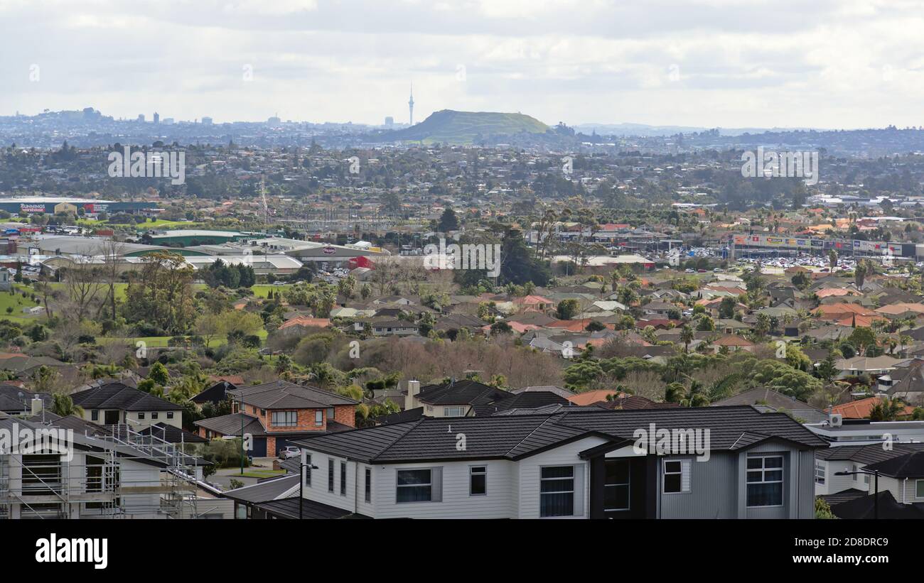 AUCKLAND, NEW ZEALAND - Aug 31, 2019: Aerial view of East Tamaki ...