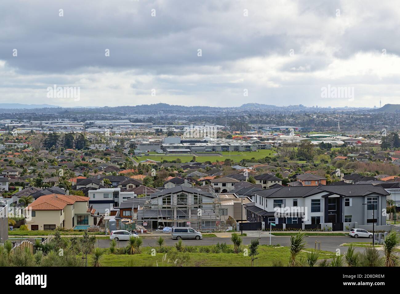 AUCKLAND, NEW ZEALAND - Aug 31, 2019: Aerial view of East Tamaki ...
