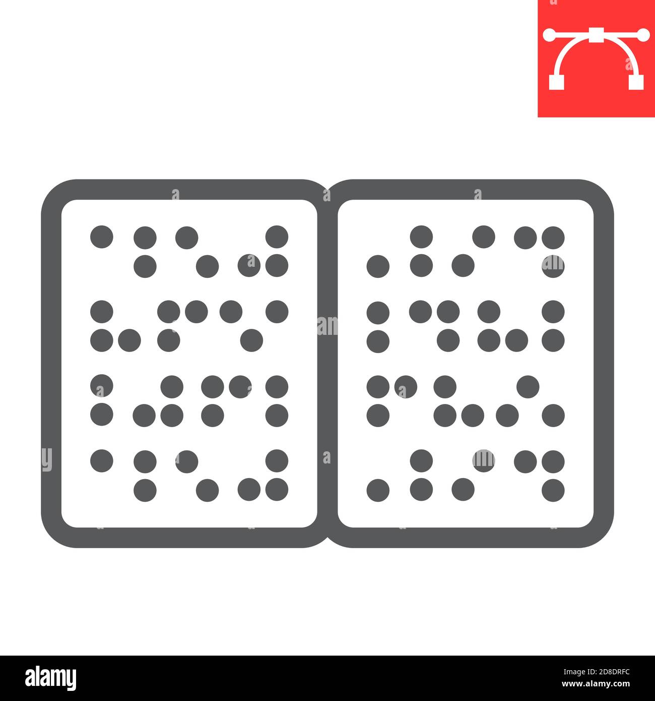 Braille book line icon, disability and blind, book written in braille ...