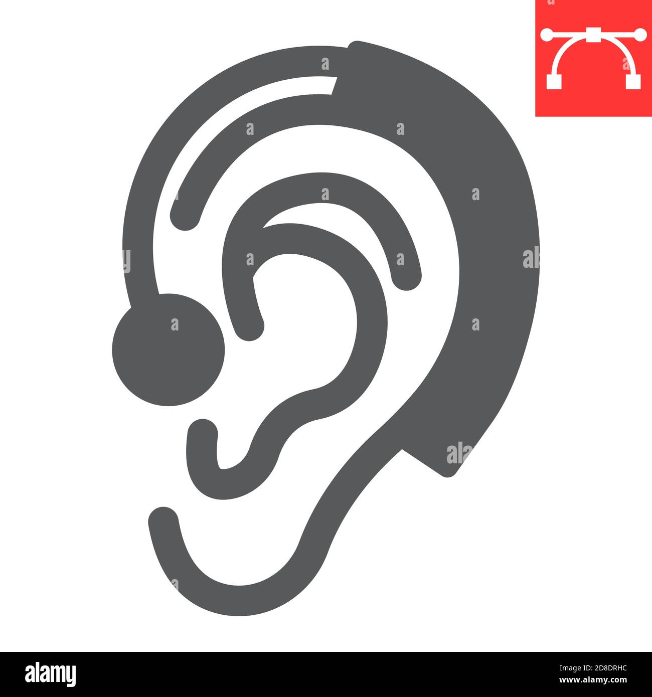 Hearing aid glyph icon, disability and deafness, ear sign vector ...