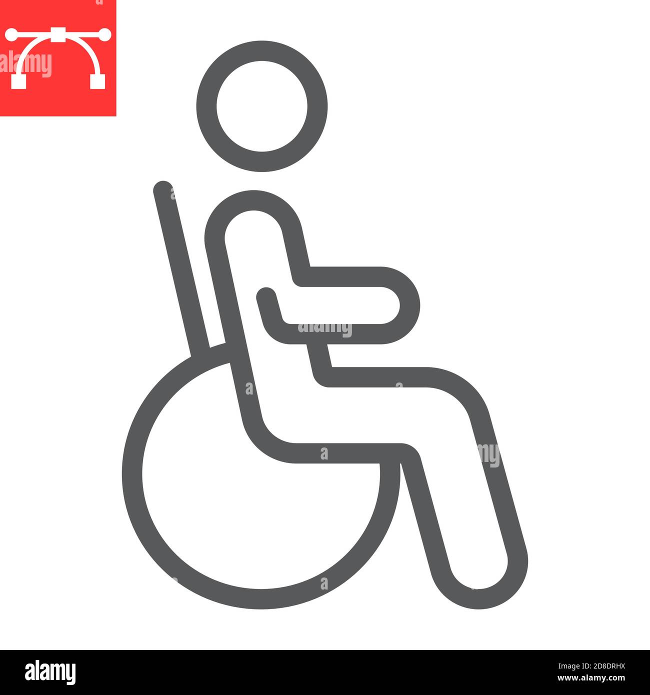 Disabled person line icon, disability and pensioner, handicapped person ...