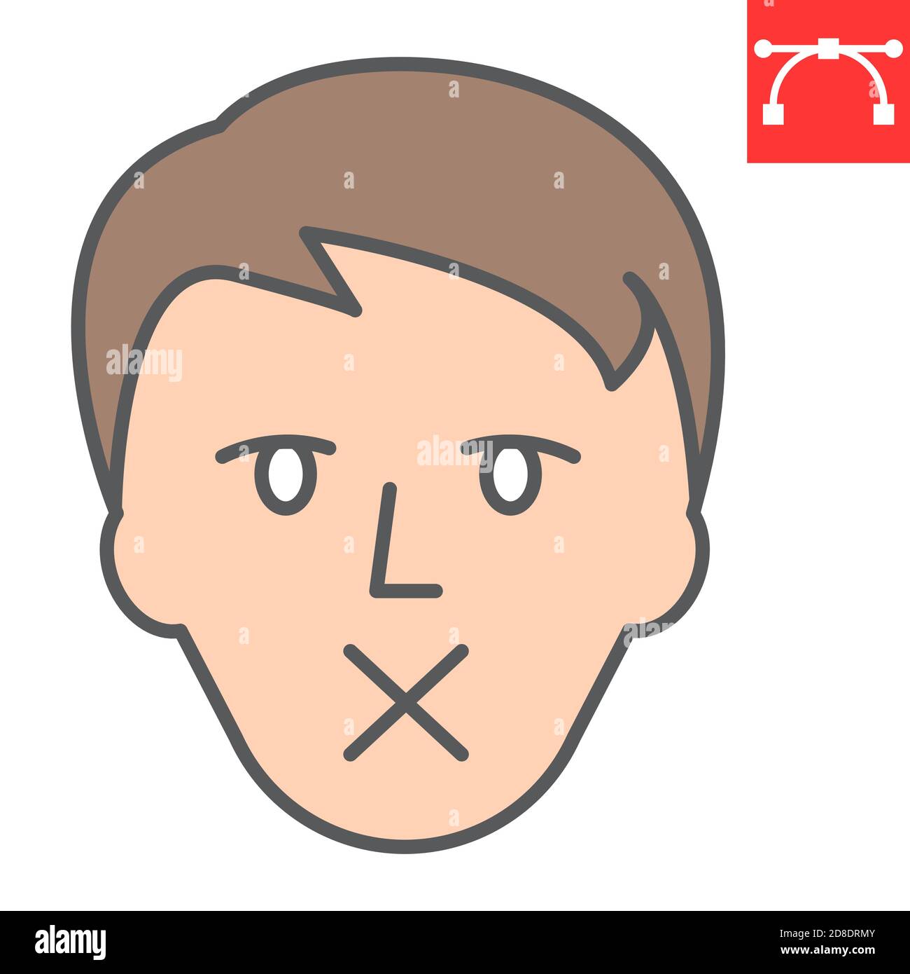 Dumbness color line icon, disability and handicapped, dumb and deaf ...