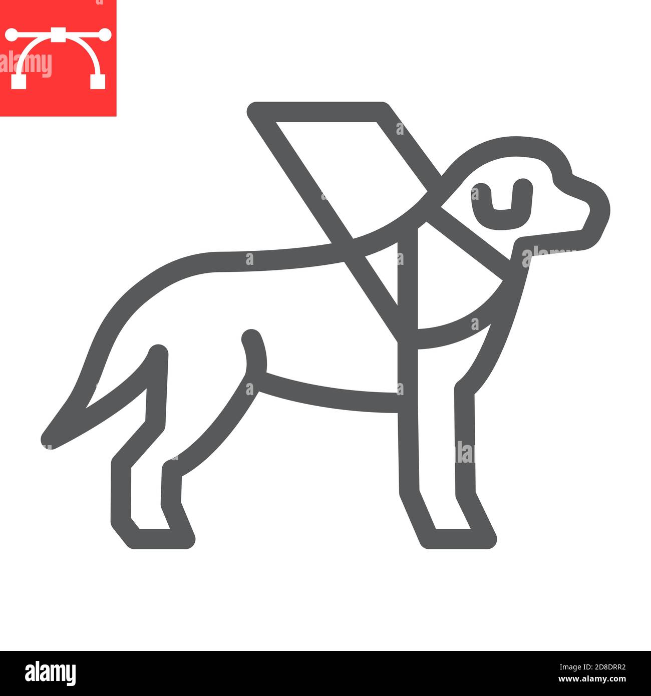 Guide dog line icon, disability and labrador, service dog sign vector ...