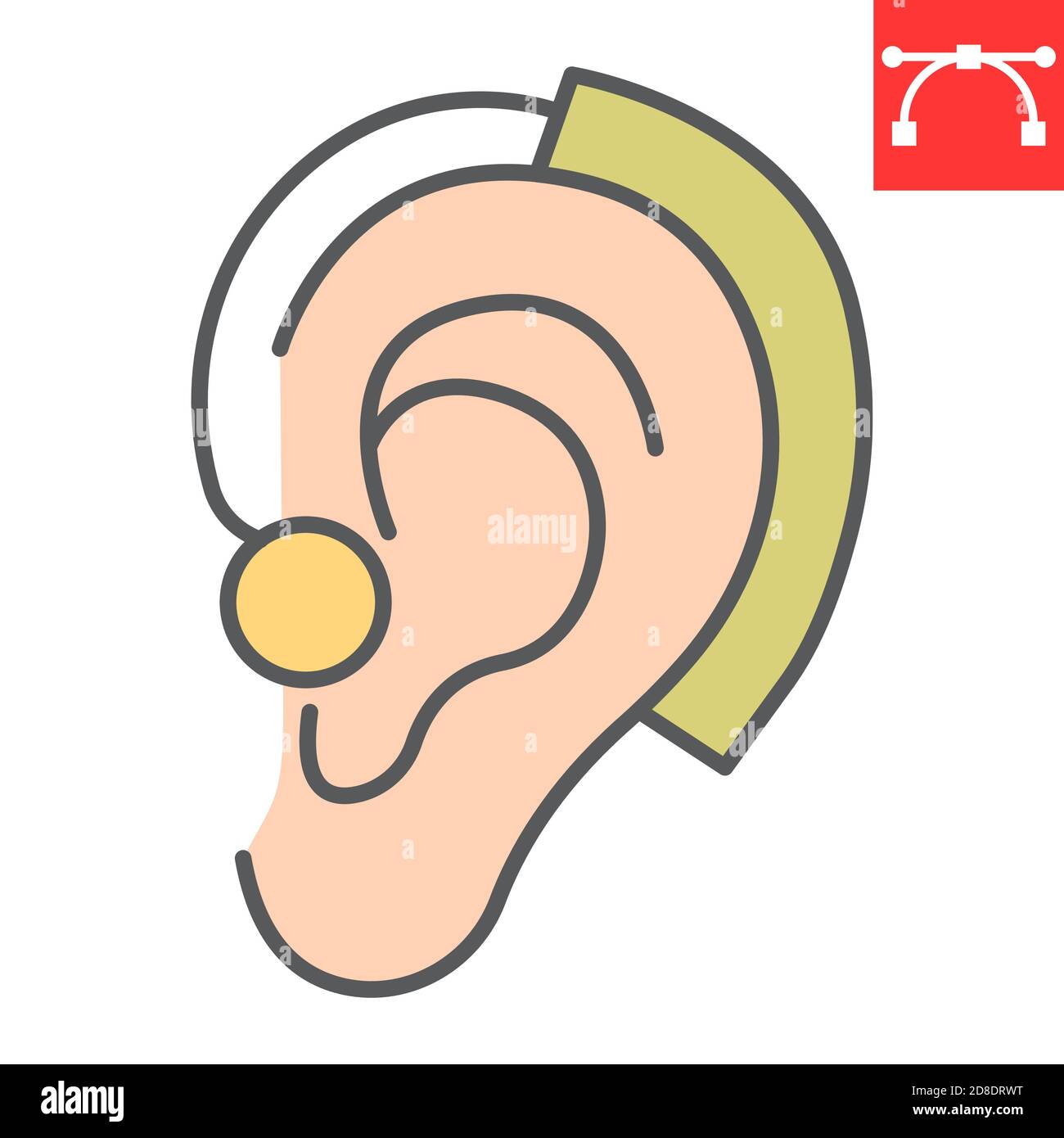 Hearing aid color line icon, disability and deafness, ear sign vector ...