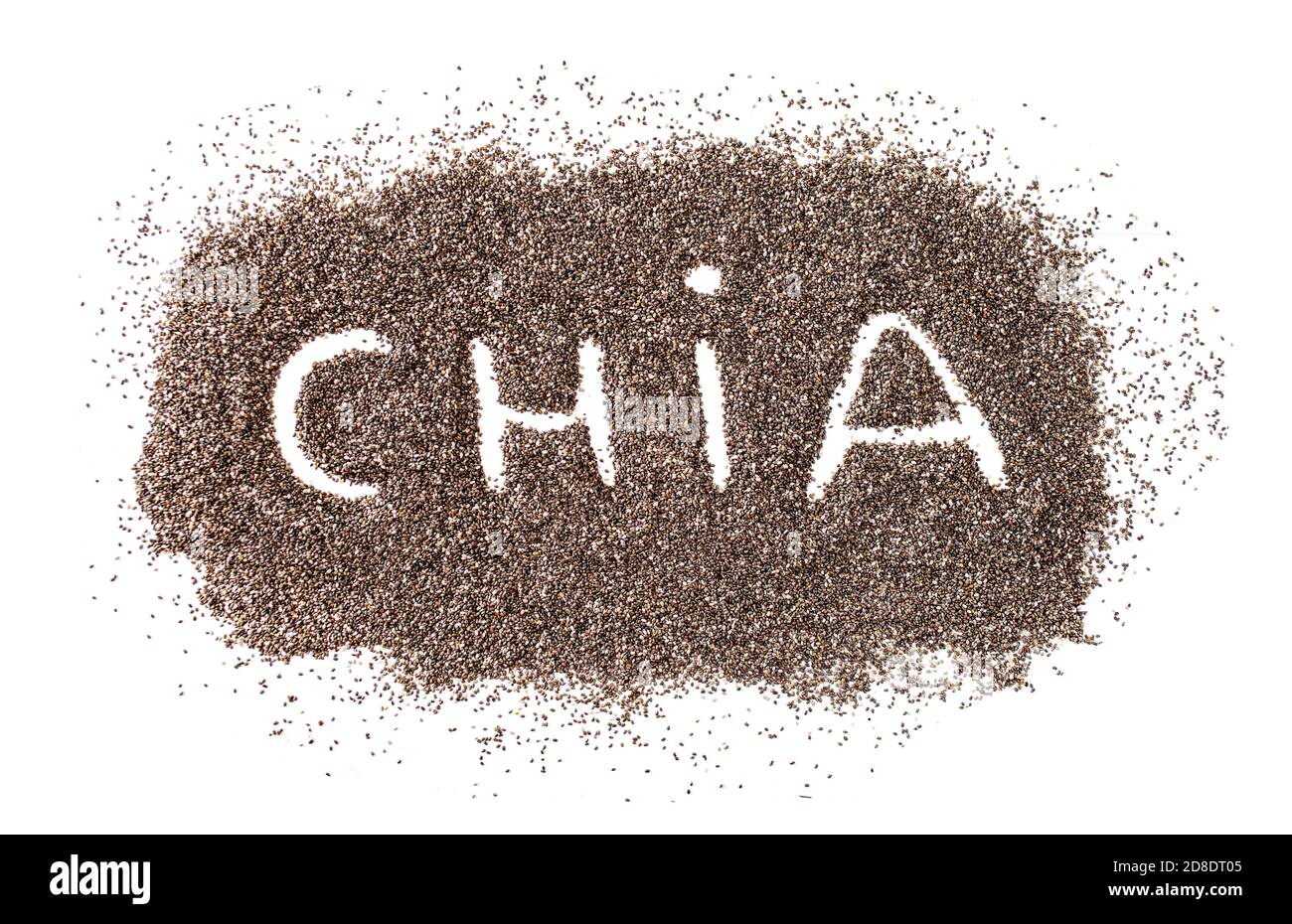 Chia word made from chia seeds isolated with white background ...