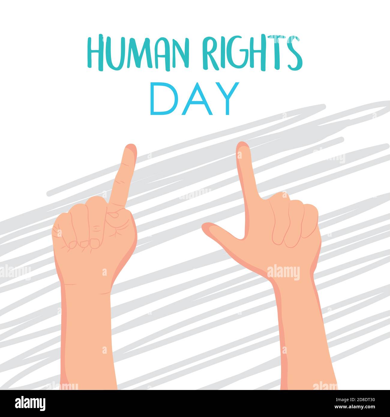 human rights design with hands pointing up over white background ...