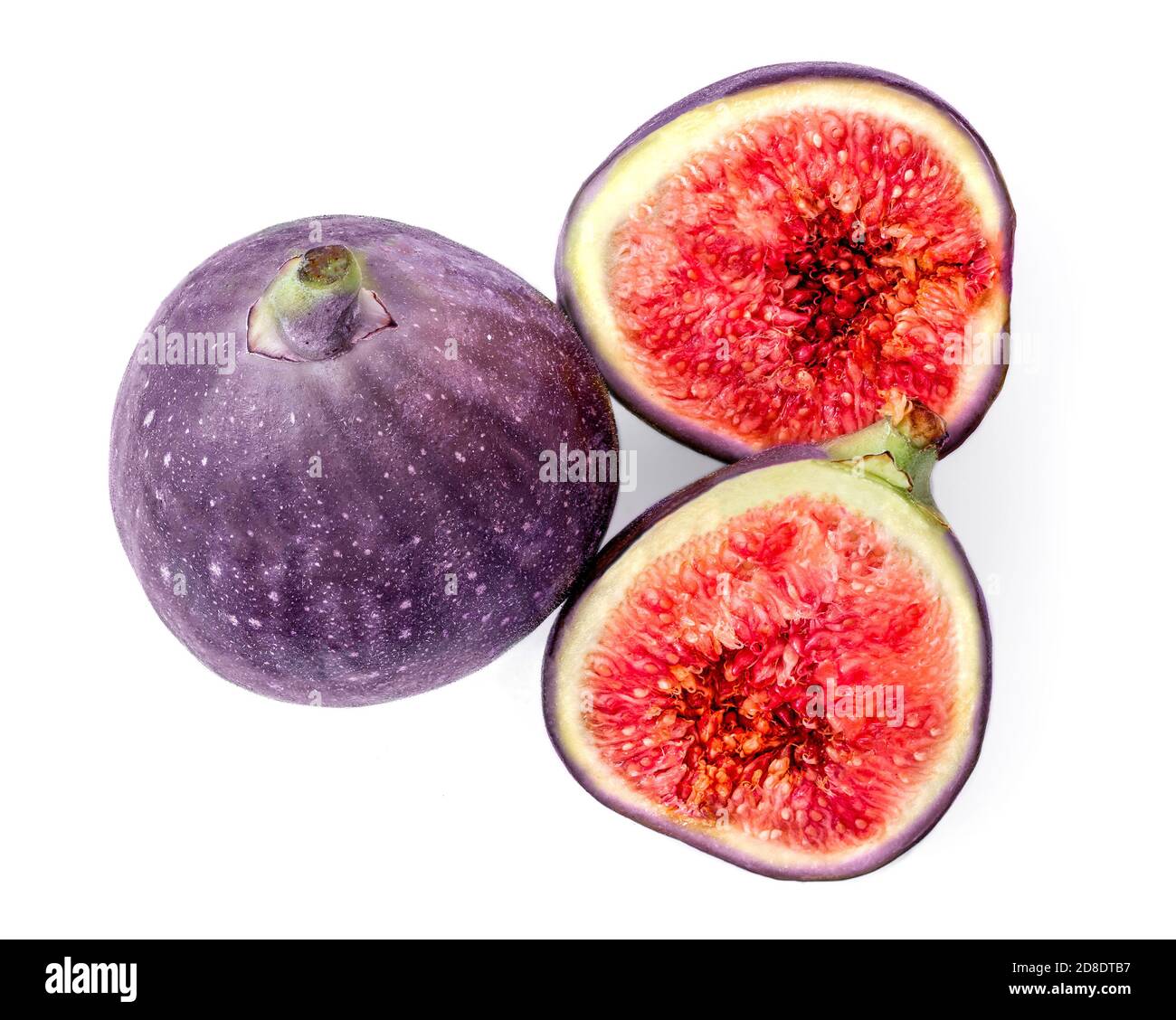 Fresh fig isolated on white background. Purple whole and sliced Fig ...