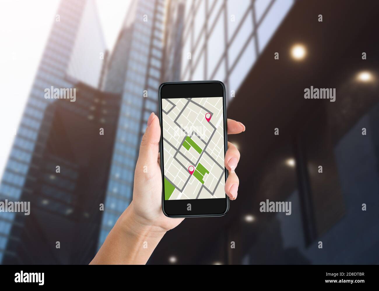 Hand Holding Smartphone With Offline Map Walking In City Outdoor Stock ...