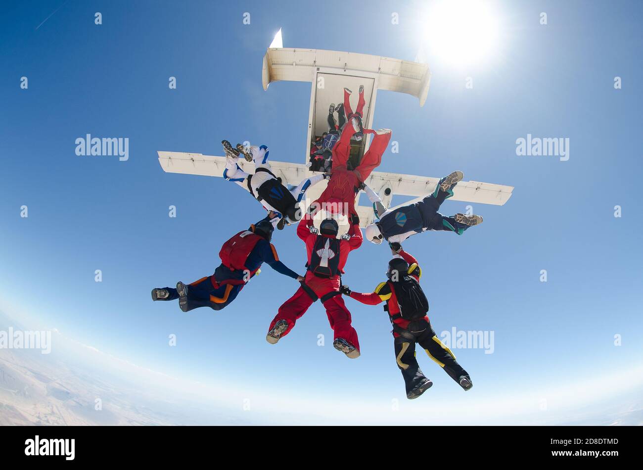 Skydiving team group formation Stock Photo - Alamy