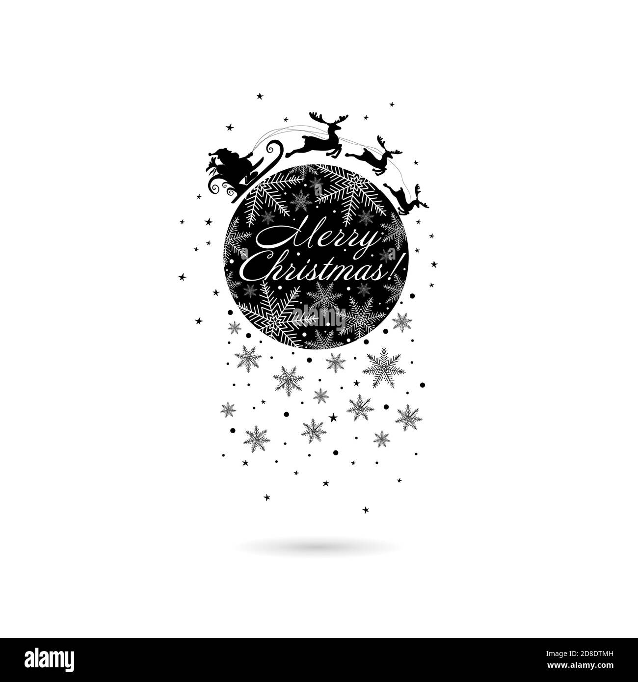 Santa Claus rides reindeer. Merry Christmas. Vector illustration Stock ...