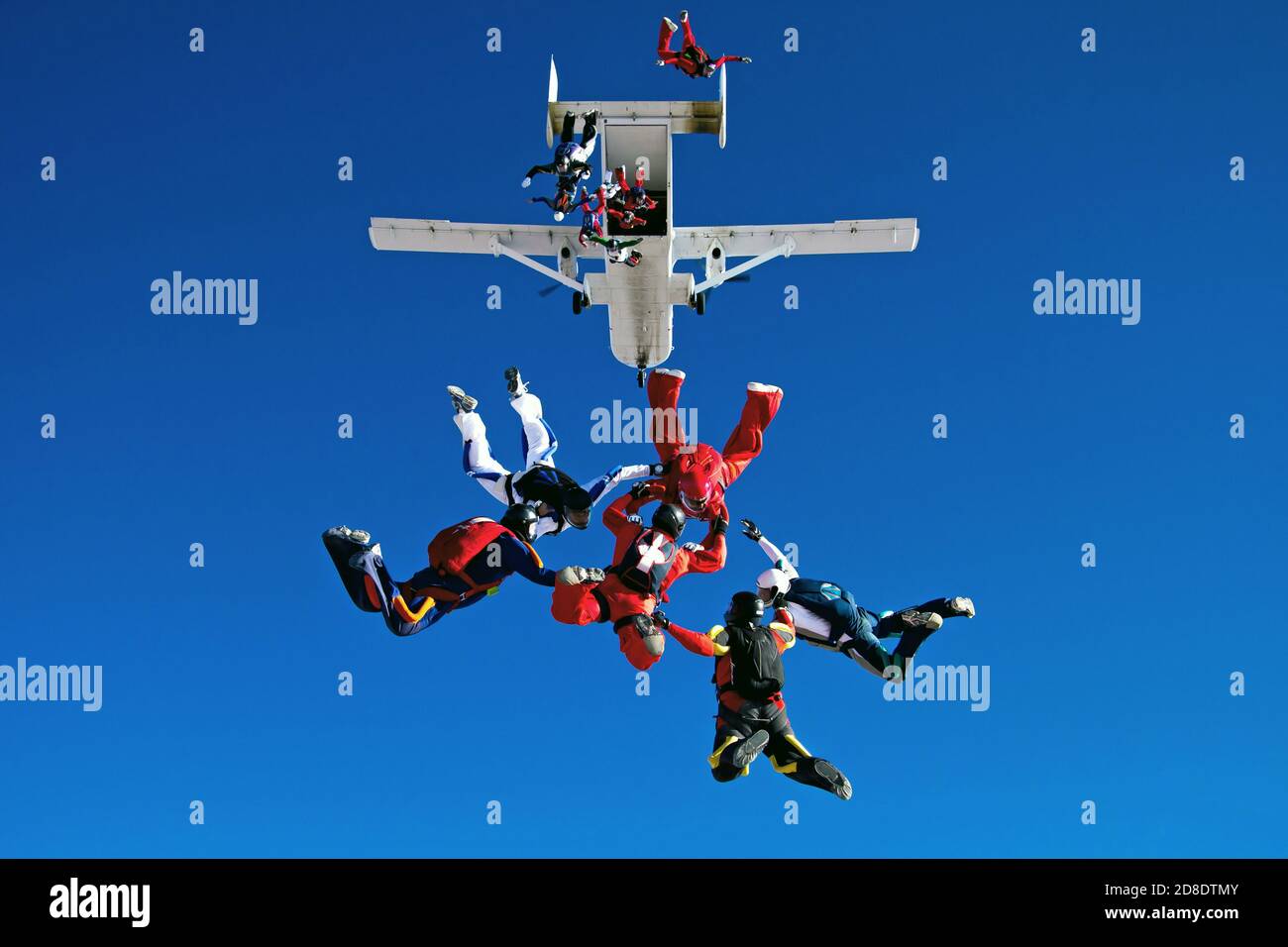 Skydiving team group formation Stock Photo - Alamy
