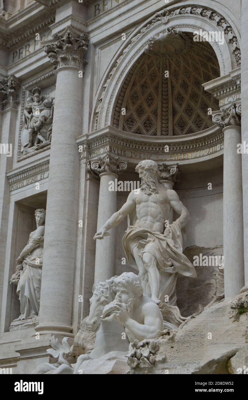 The statue of Oceanus at the Trevi Fountain in Rome, Italy Trevi ...