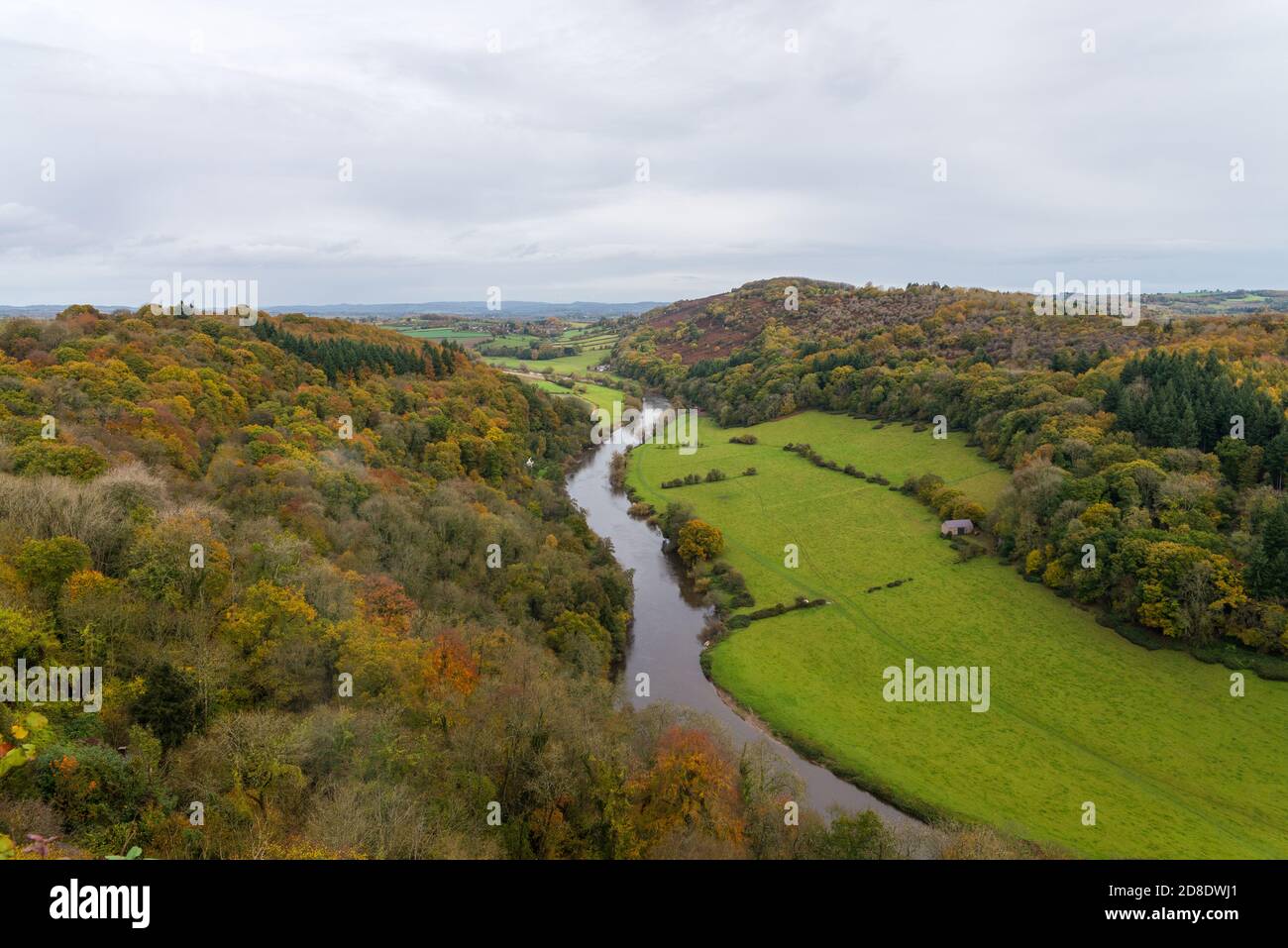 View from Symonds Yat Rock of the Wye Valley and River Wye in autumn ...