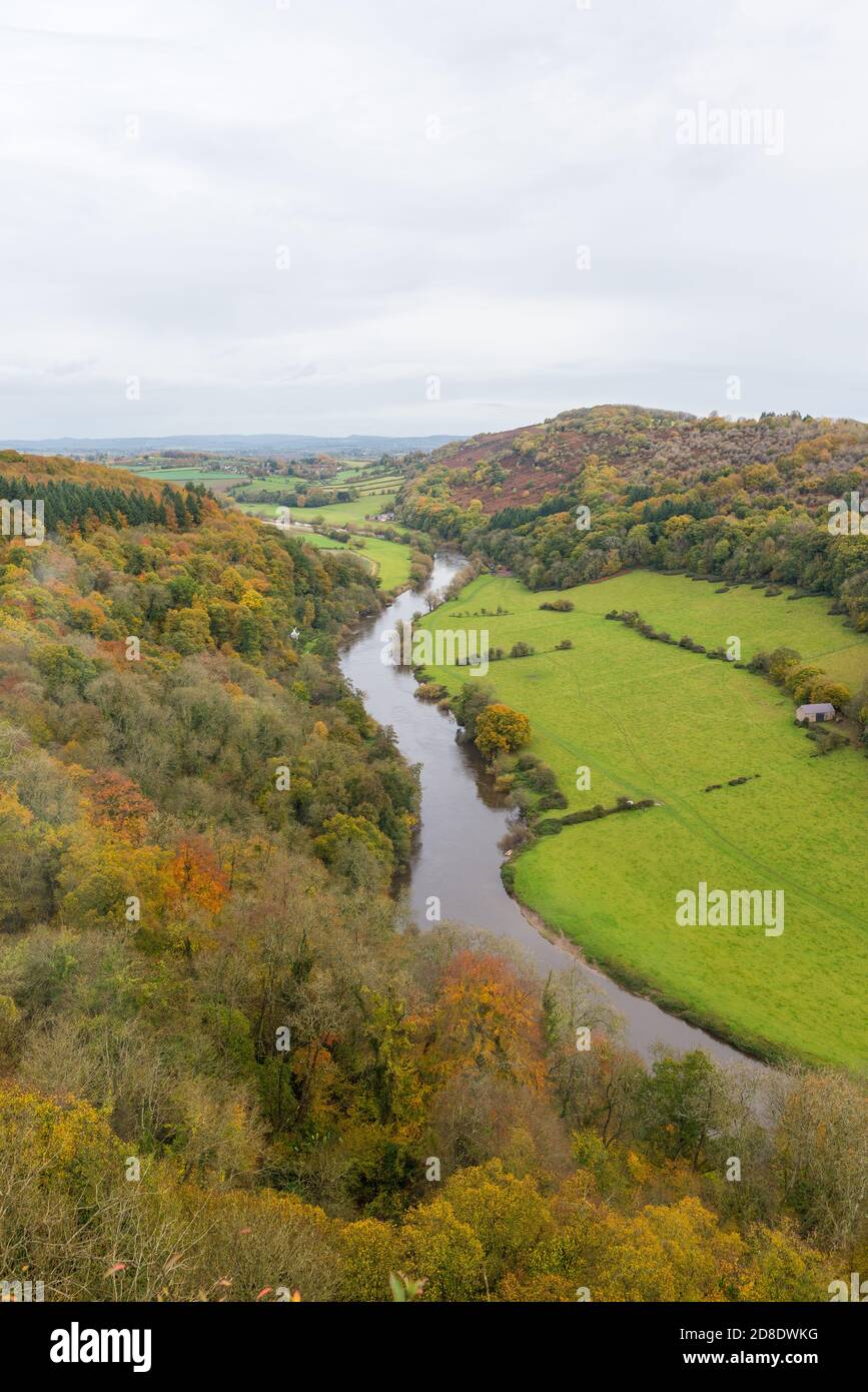 View from Symonds Yat Rock of the Wye Valley and River Wye in autumn ...