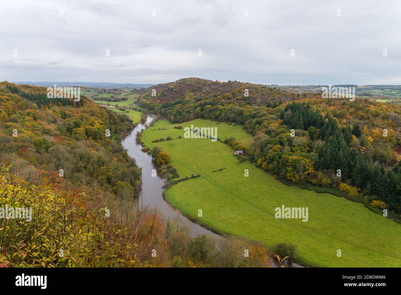 View from Symonds Yat Rock of the Wye Valley and River Wye in autumn ...