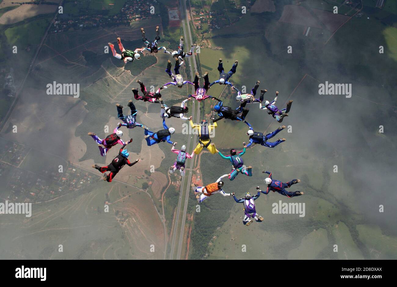 Skydiving team group formation Stock Photo - Alamy