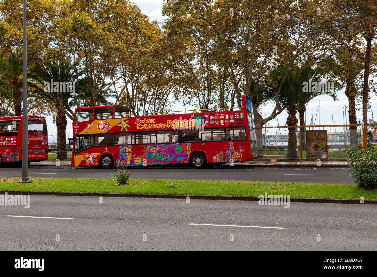 Madeira sightseeing tour bus, Funchal, Madeira, Portugal Stock Photo ...