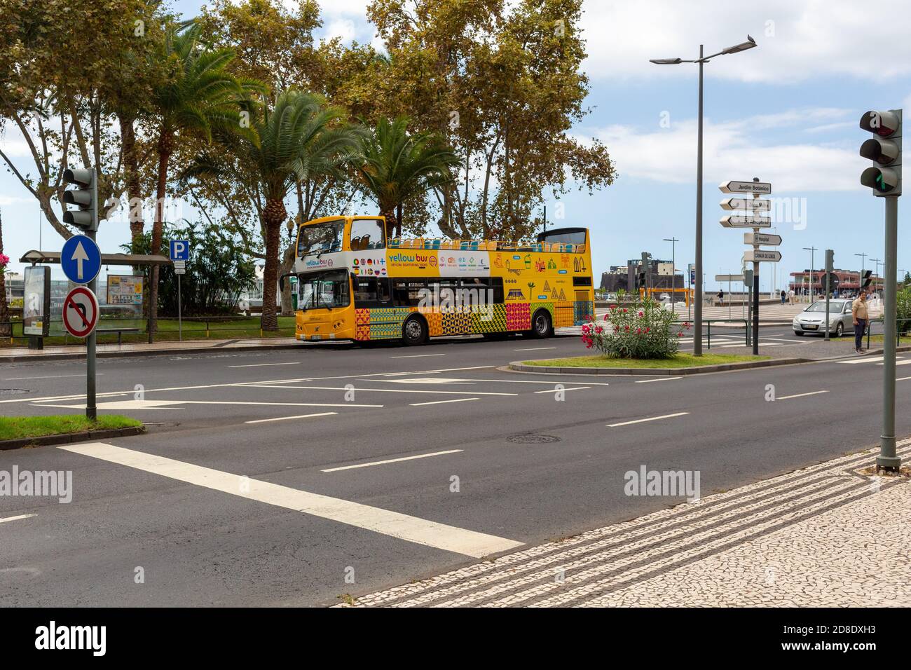 Madeira sightseeing tour bus, Funchal, Madeira, Portugal Stock Photo ...