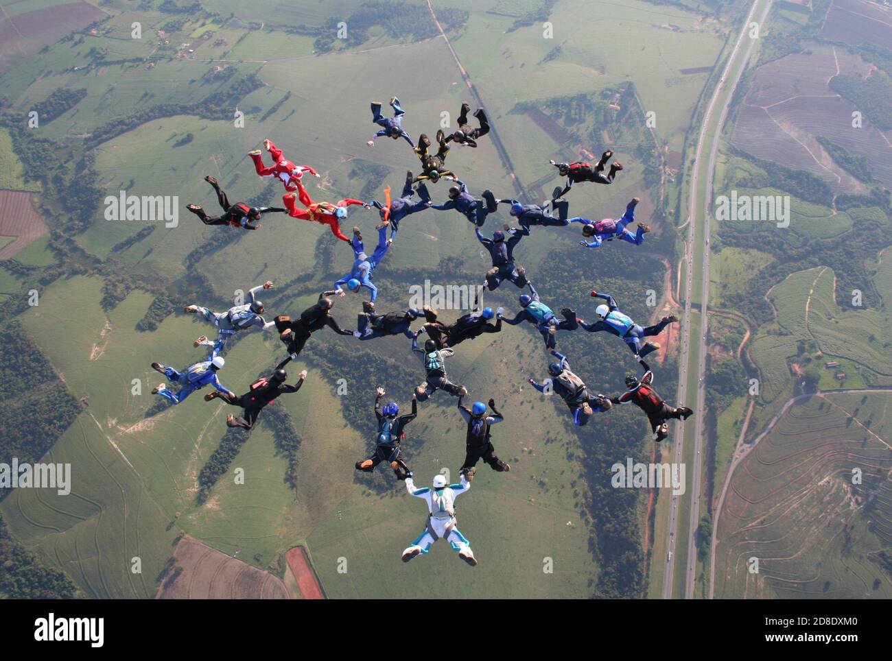 Skydiving team group formation Stock Photo - Alamy