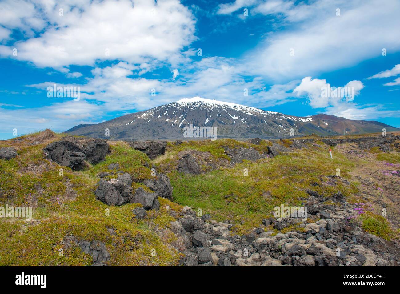 Volcano Snaefell on the western end of Icelandic peninsula Snaefellsnes ...