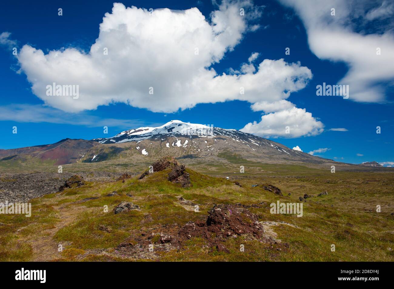 Volcano Snaefell on the western end of Icelandic peninsula Snaefellsnes ...