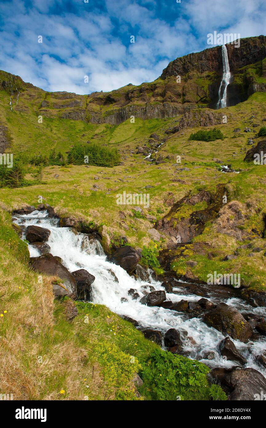 Beautifull small waterfall on Iceland and a brook. Snaefellsness ...
