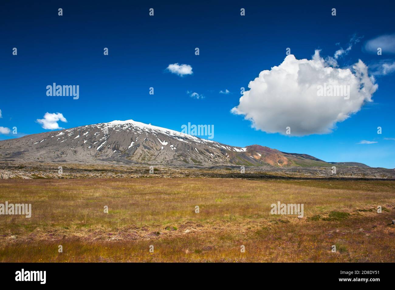 Volcano Snaefell on the western end of Icelandic peninsula Snaefellsnes ...