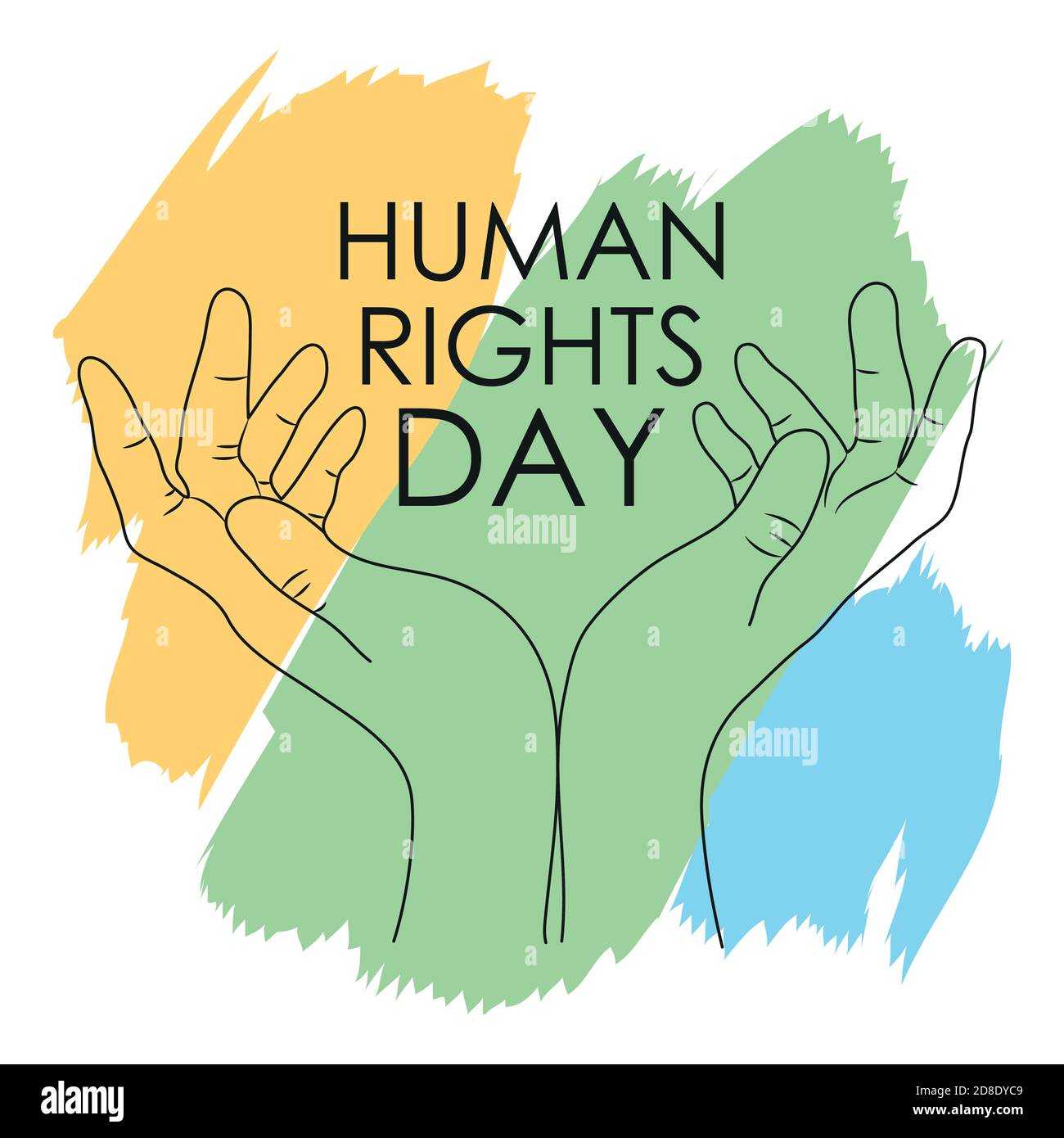 colorful human rights day design with open hands icon over white ...