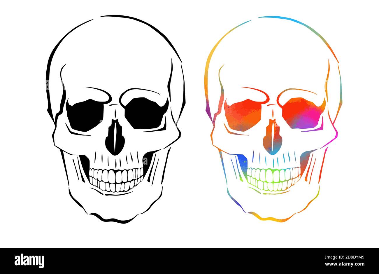 Multi-colored skull. Mixed media. Vector illustration Stock Vector ...