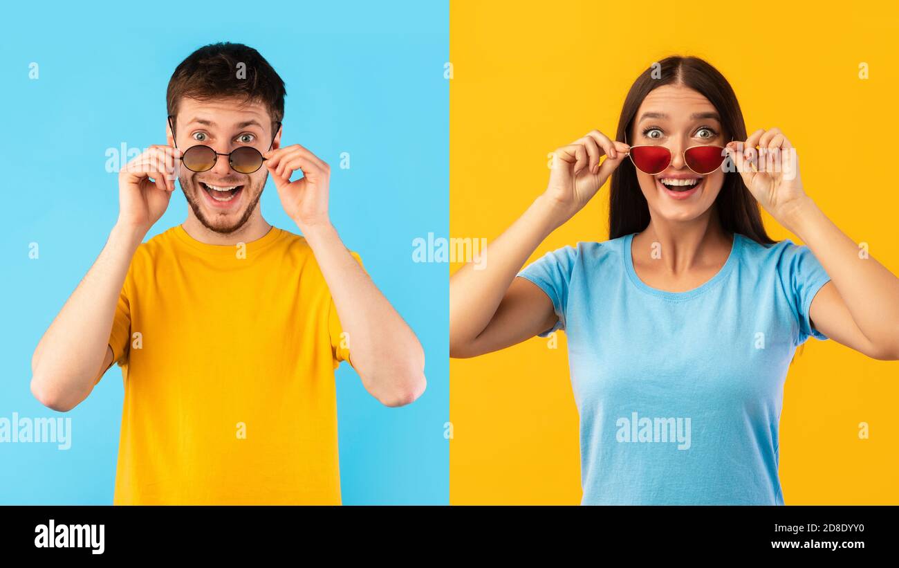 Woman taking off sunglasses hi-res stock photography and images - Alamy