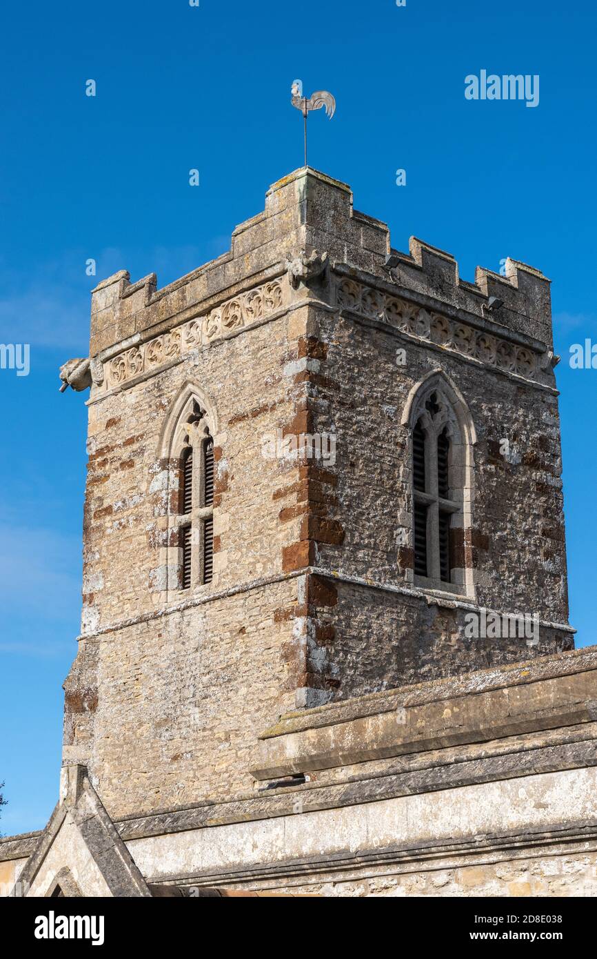 The church tower of St John in the village of Cranford St John ...
