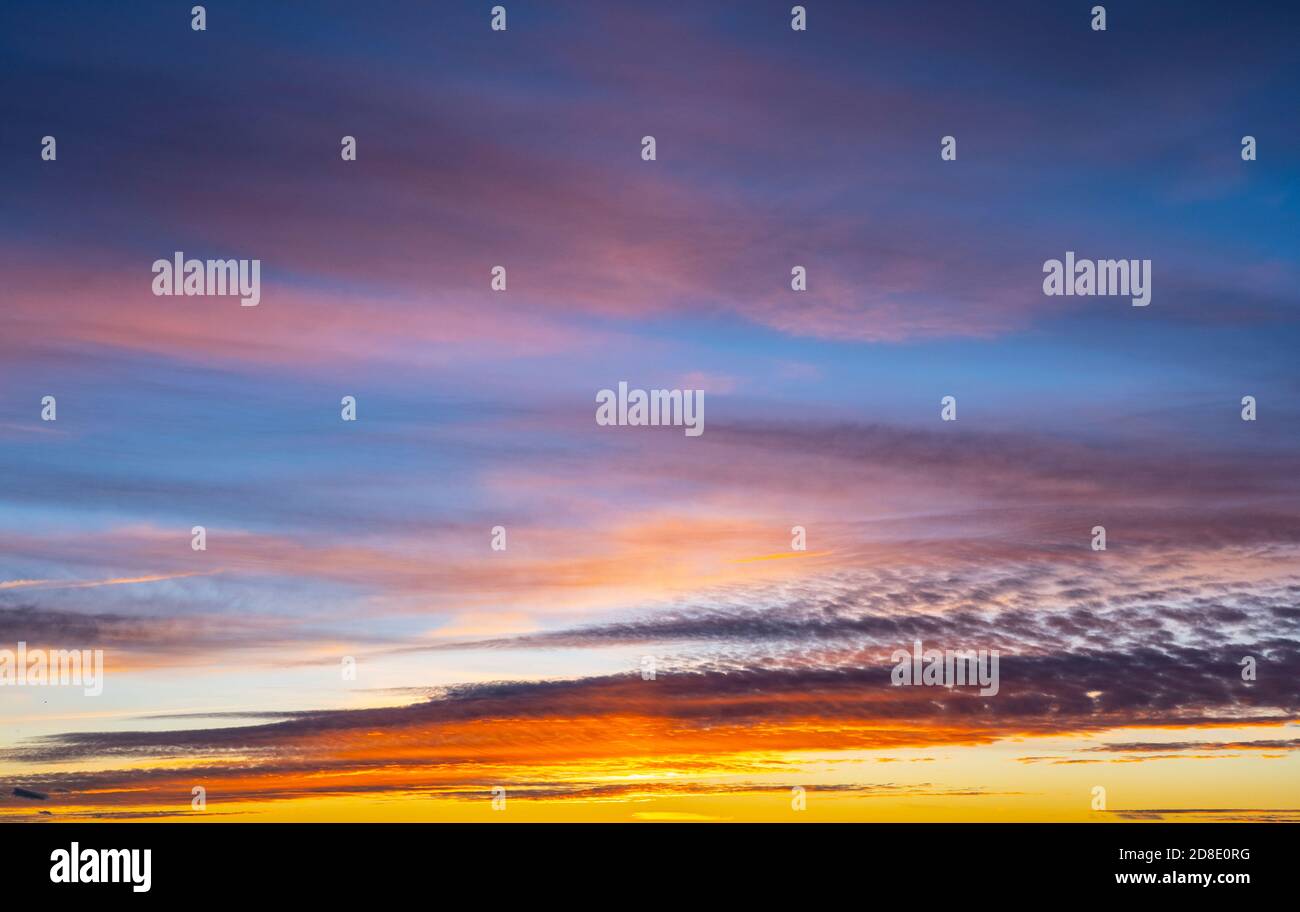 dusk with awesome sunset sky from Golden hour to blue hour Stock Photo ...