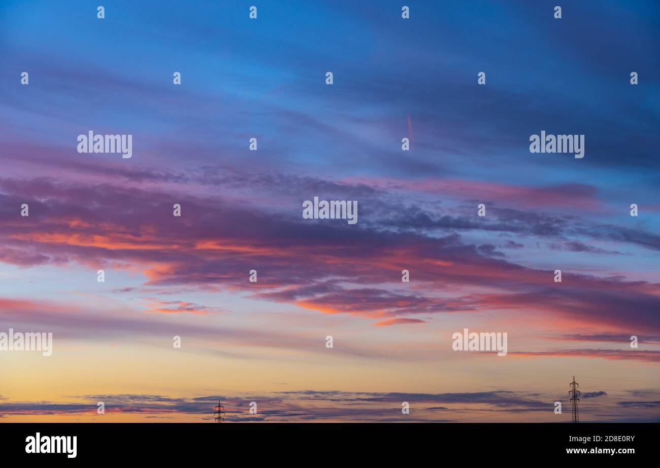 dusk with awesome sunset sky from Golden hour to blue hour Stock Photo ...
