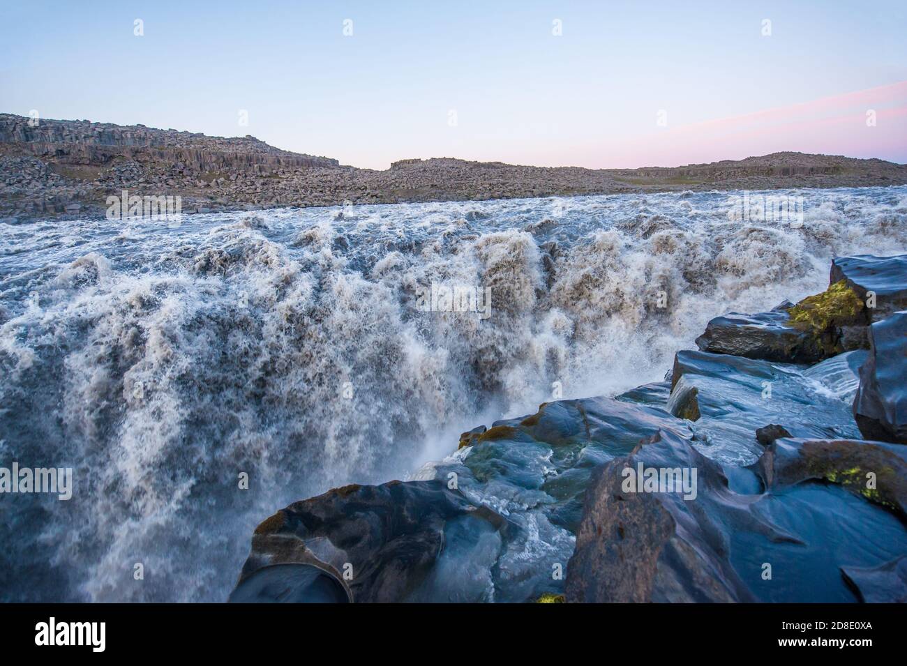 Detail of water from Detifoss waterfall. Dettifoss is the most powerful ...
