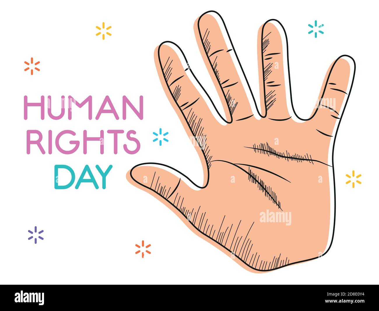 human rights design with open hand icon over white background, colorful ...