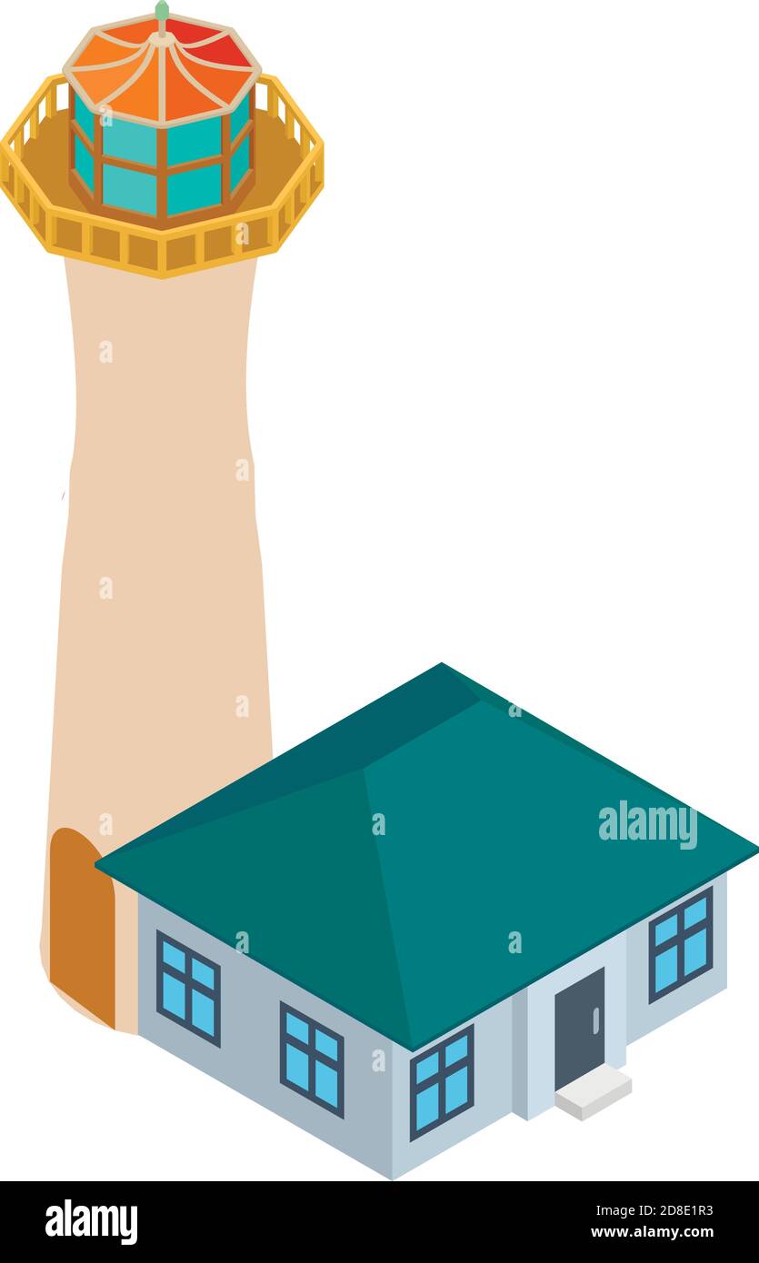 Beautiful lighthouse icon. Isometric illustration of beautiful ...