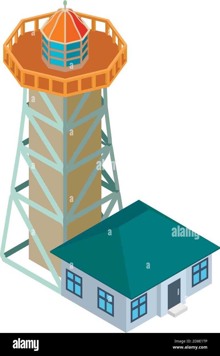 Searchlight tower icon. Isometric illustration of searchlight tower ...