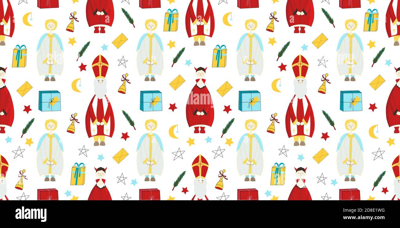Wrapping paper, seamless pattern for saint nicholas day. Vector ...