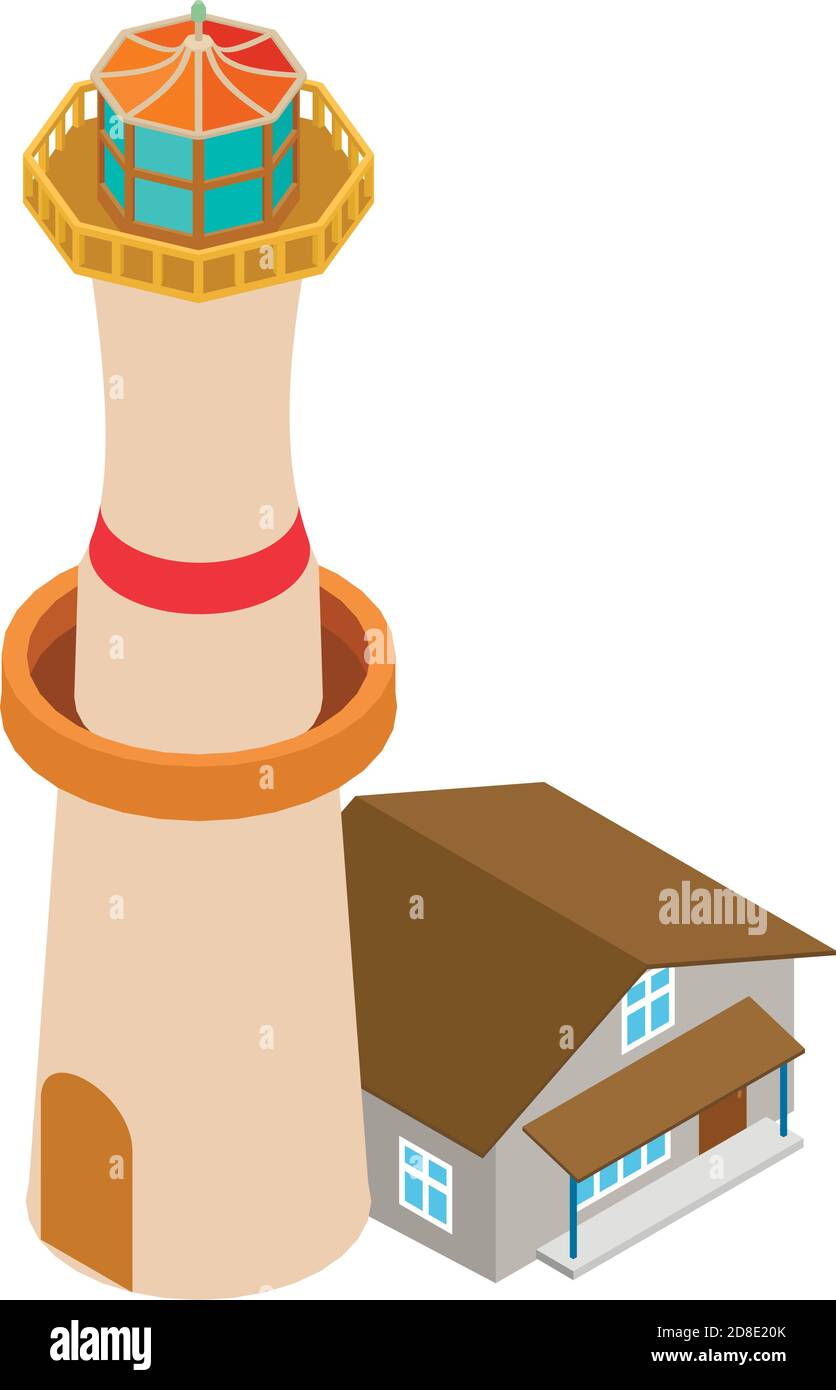Colorful lighthouse icon. Isometric illustration of colorful lighthouse ...