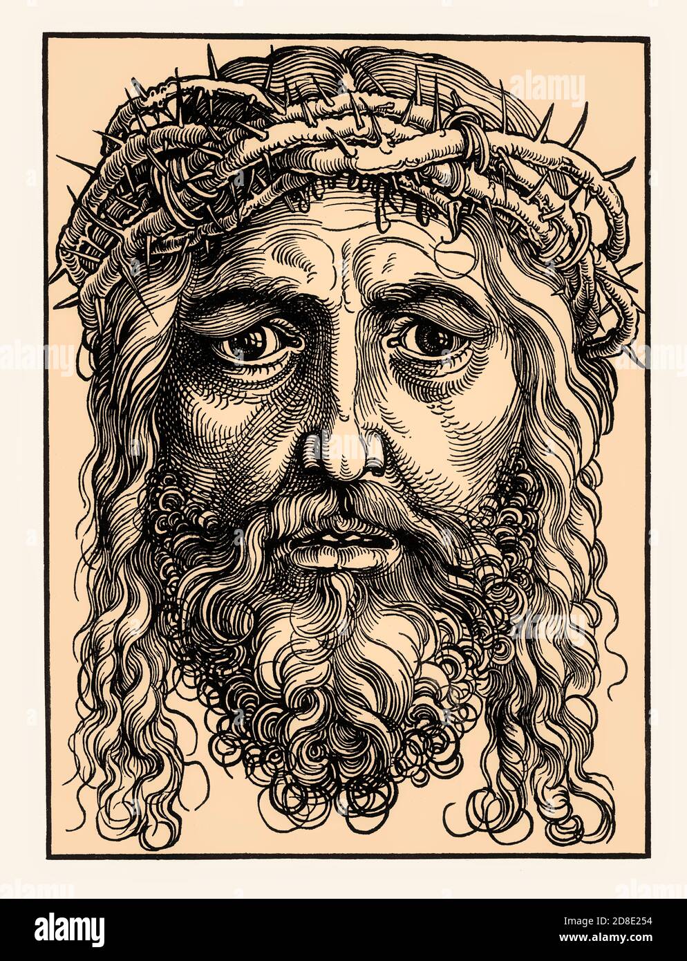 The head of Jesus Christ by Albrecht Durer, woodcut, 16th century Stock ...