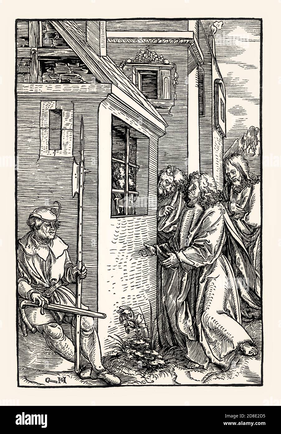 Saint Peter in prison, by Hans Schäufelin, woodcut, 16th century Stock ...