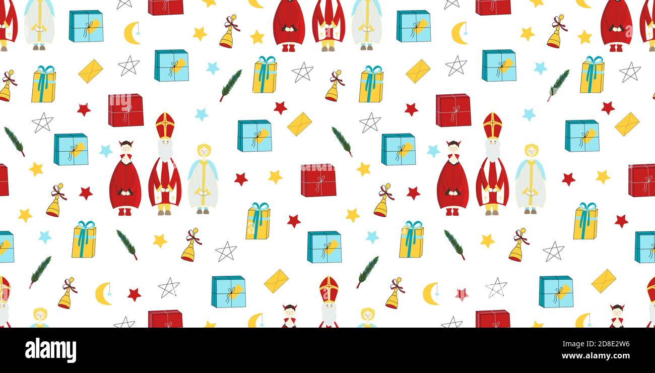 Wrapping paper, seamless pattern for saint nicholas day. Vector ...